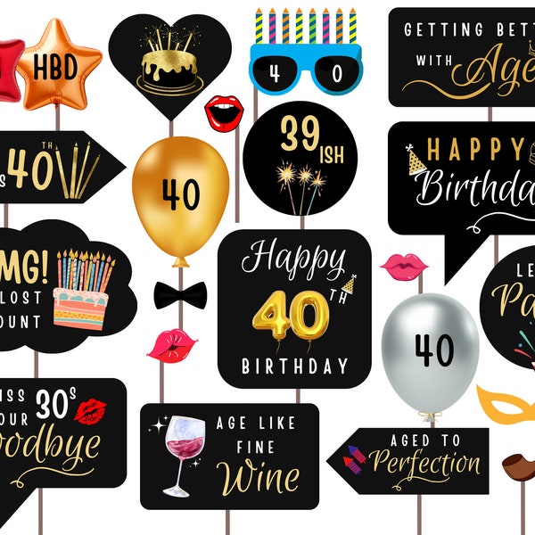 40th Birthday Props - Etsy