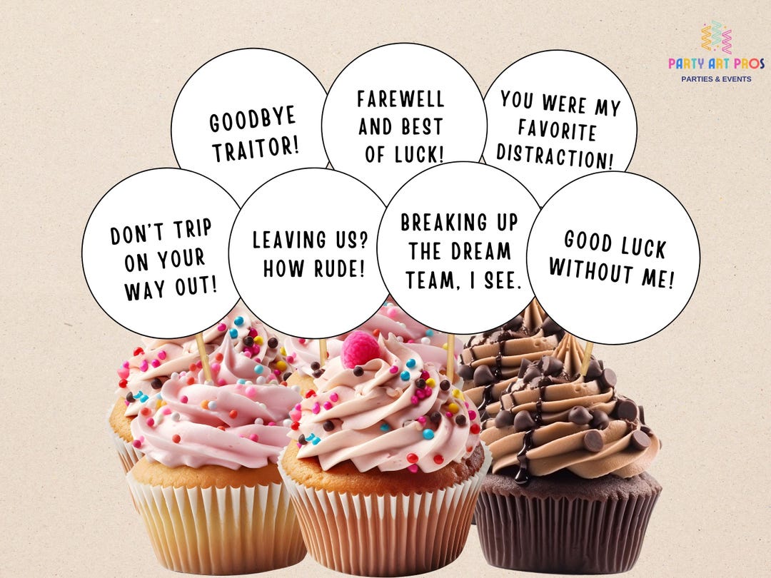 Sassy Goodbye Cupcake Toppers: Co-worker Farewell Party (digital ...