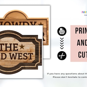 50pcs Western Photobooth Props Printable, Wild West Cowboy Party Props ...