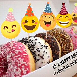 Emoji Cupcake Toppers, Emoji Cake Toppers, Emoji Theme, Emoji Party ...