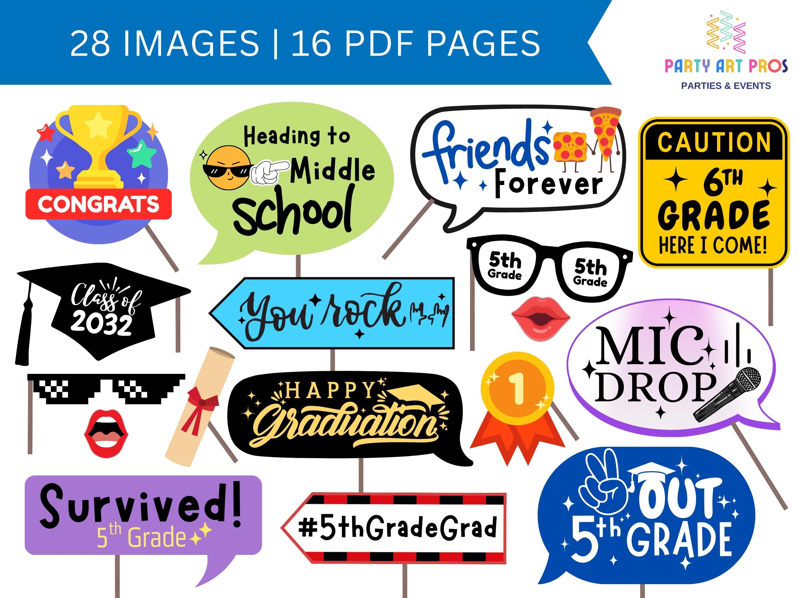 5th Grade Graduation Photo Booth Props, End of Year Party Decorations ...