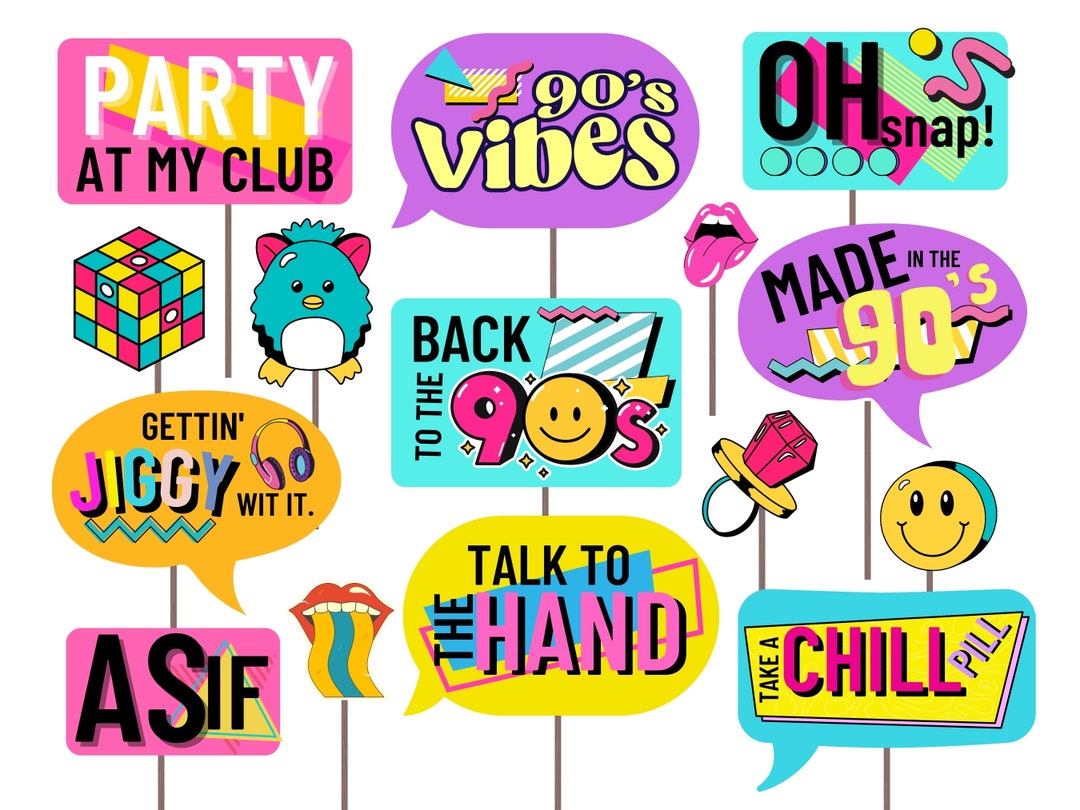 90s Party Photo Booth Props, 90s Photo Booth Props, 90s Party Props ...