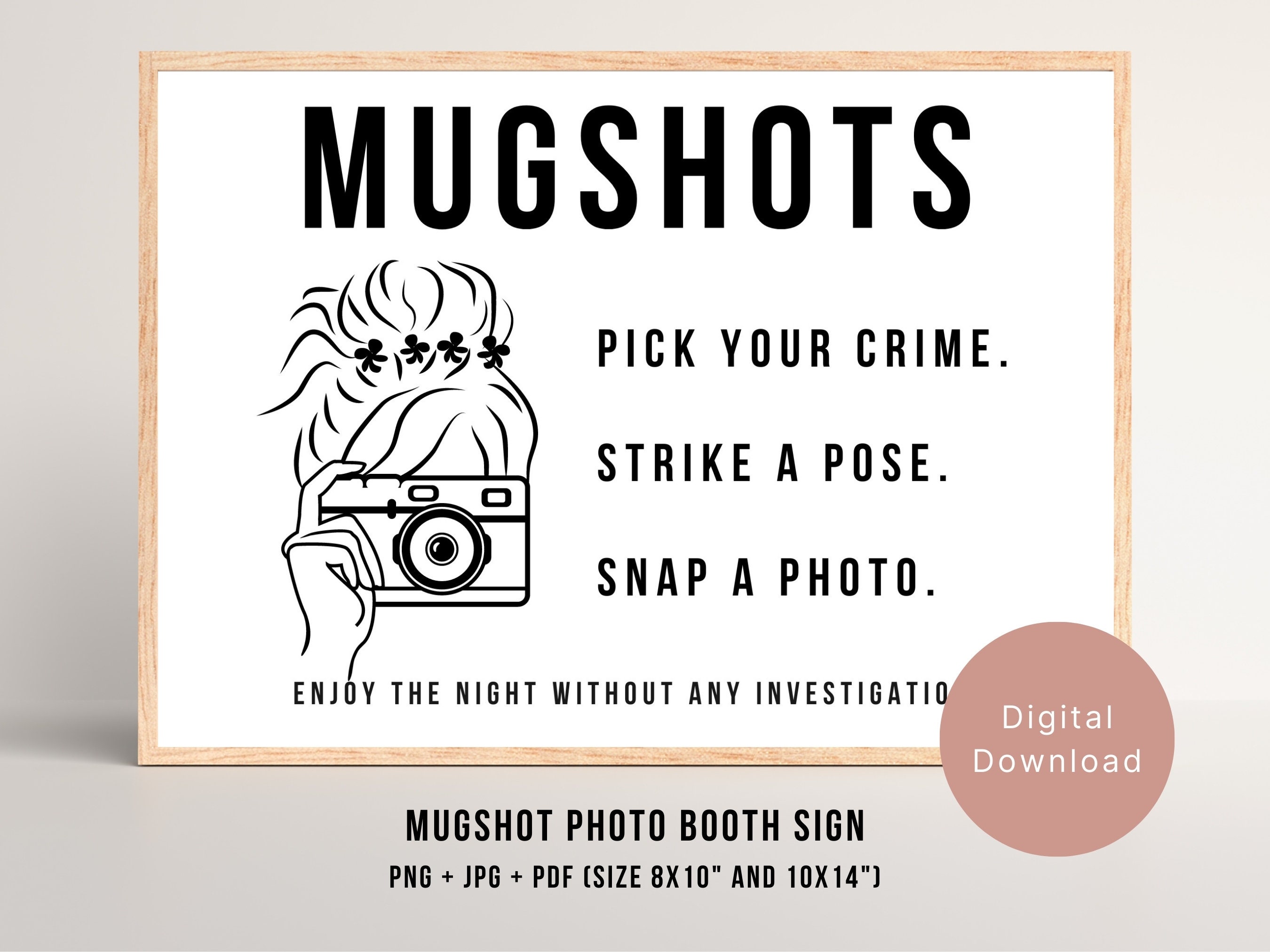 Mugshot, Mugshots Sign, Mugshot Table Sign, Mugshots Photo Booth Sign ...