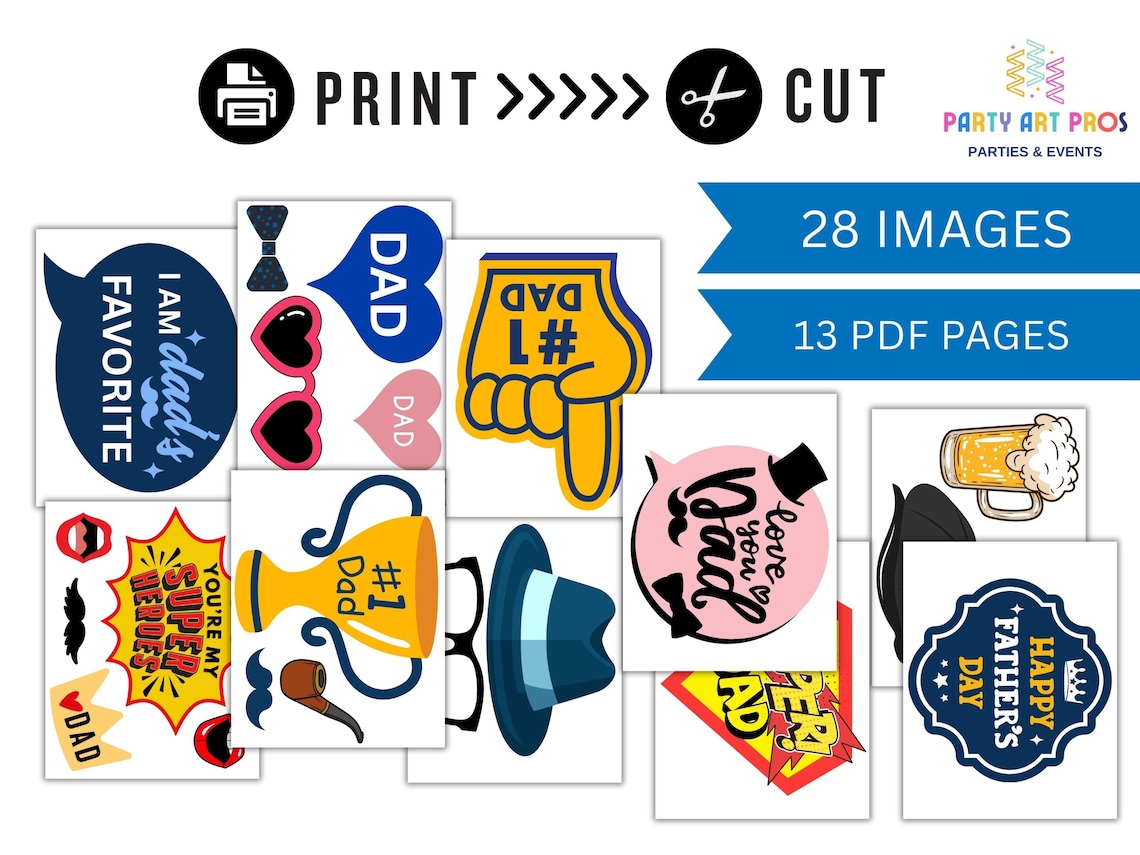 Father's Day Photo Booth Props: DIY Party Decorations (digital Download ...
