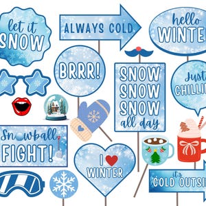 Winter Wonderland Photo Booth Props: Blue Snowflakes Party (PDF) - Etsy