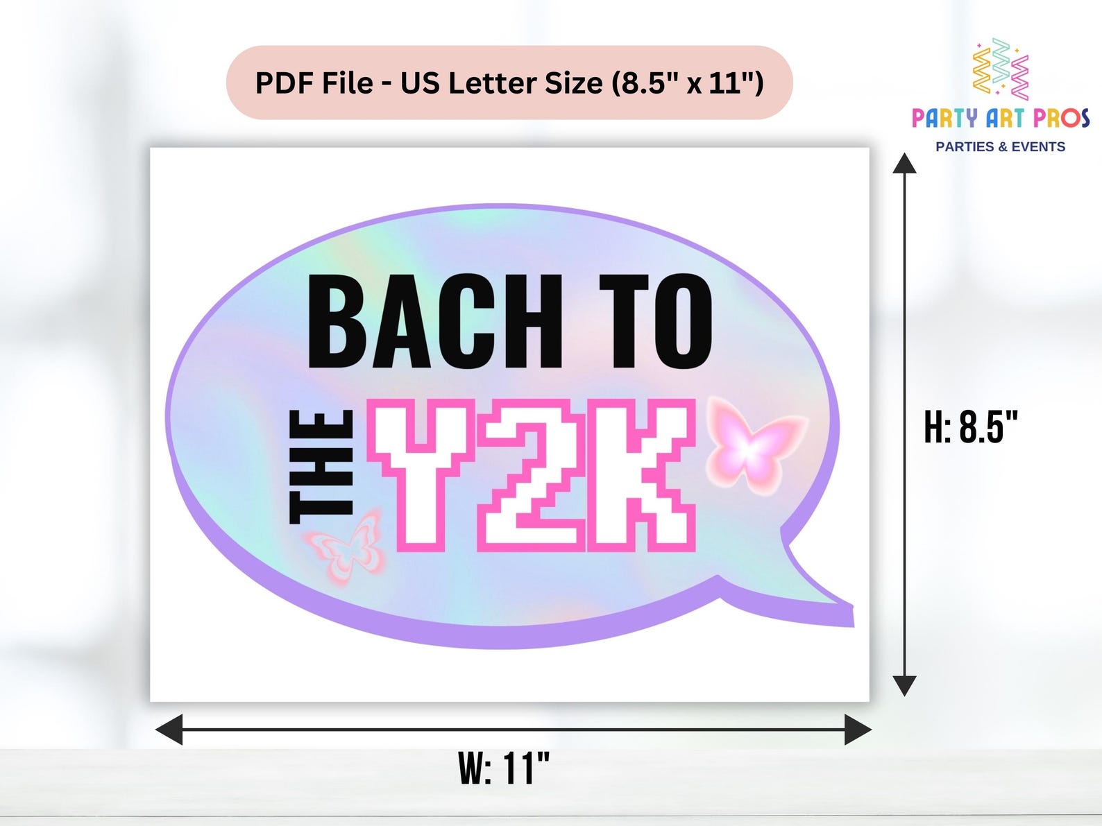 Y2K Bachelorette Party Photo Booth Props (PDF File) - Etsy