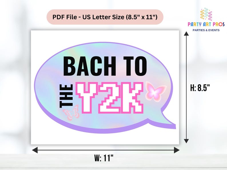 Y2K Bachelorette Party Photo Booth Props (PDF File) - Etsy