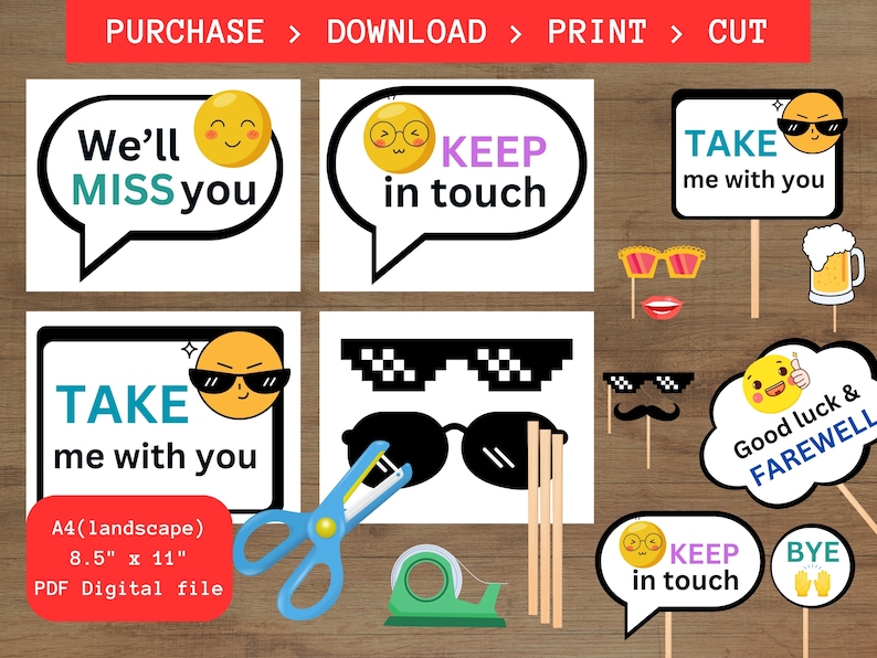 Funny Farewell Party Photo Booth Props: Office Party Decorations ...