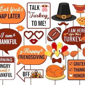 Friendsgiving Photo Booth Props: Turkey Party Decorations (PDF) - Etsy
