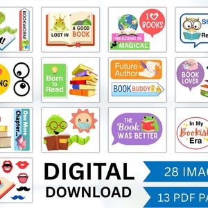 Book Fair Photo Booth Props: Reading Party Decorations (digital ...