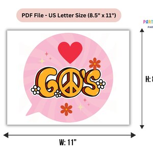 Groovy 60s Party Props Printable, 60's Hippie Theme Party, 60s Party ...