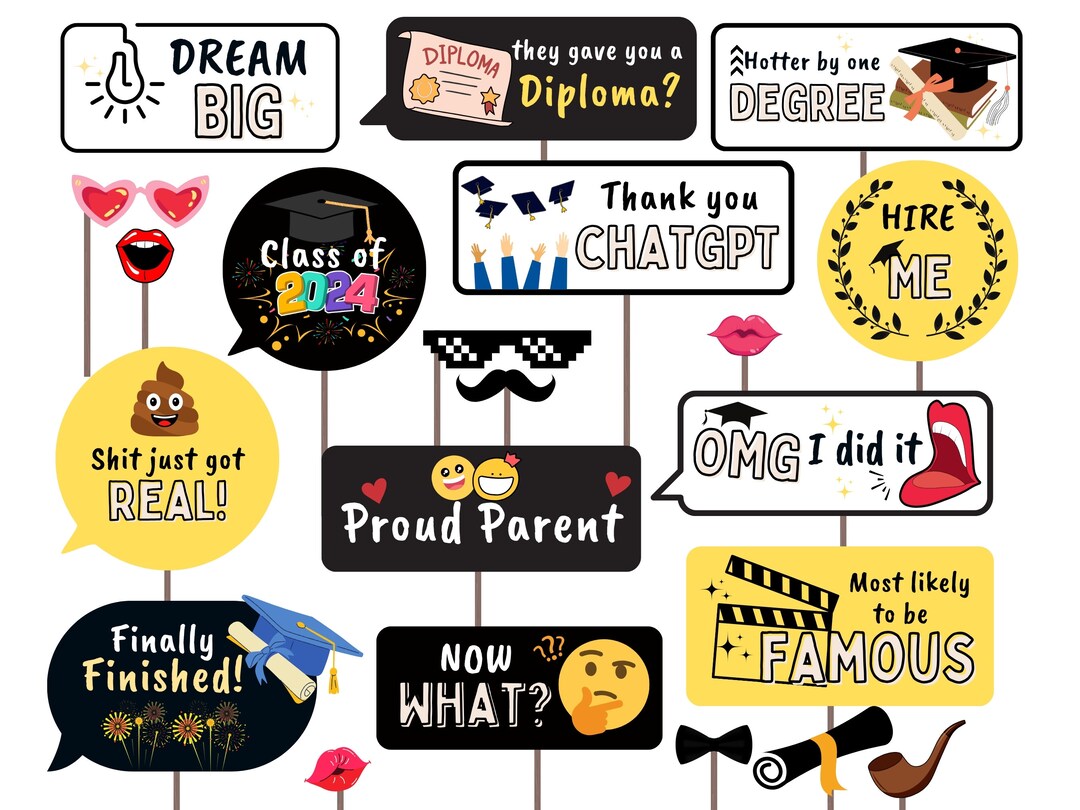2024 Graduation Props, Graduation Props, Graduation Photo Booth Props ...