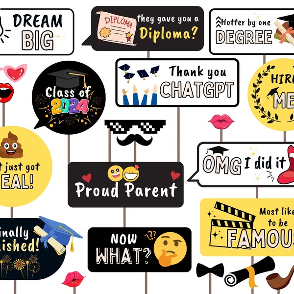 Graduation Photo Booth Props - Etsy