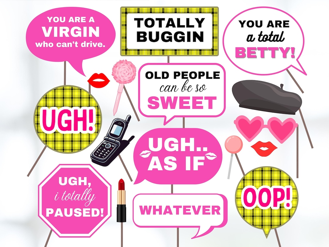 90s Clueless Party Props Printable, Clueless Inspired Photobooth Props ...