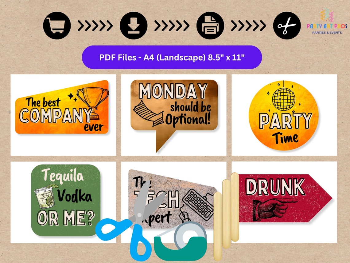 Office Photo Props, Office Party Photobooth Props, Work Party ...