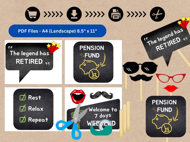 Retirement Photo Booth Props: 32 Printable Party Props (digital ...