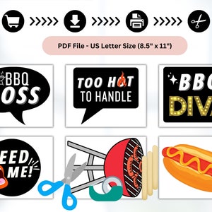 BBQ Party Props Printable, BBQ Party Photo Booth Props, Barbecue Party ...