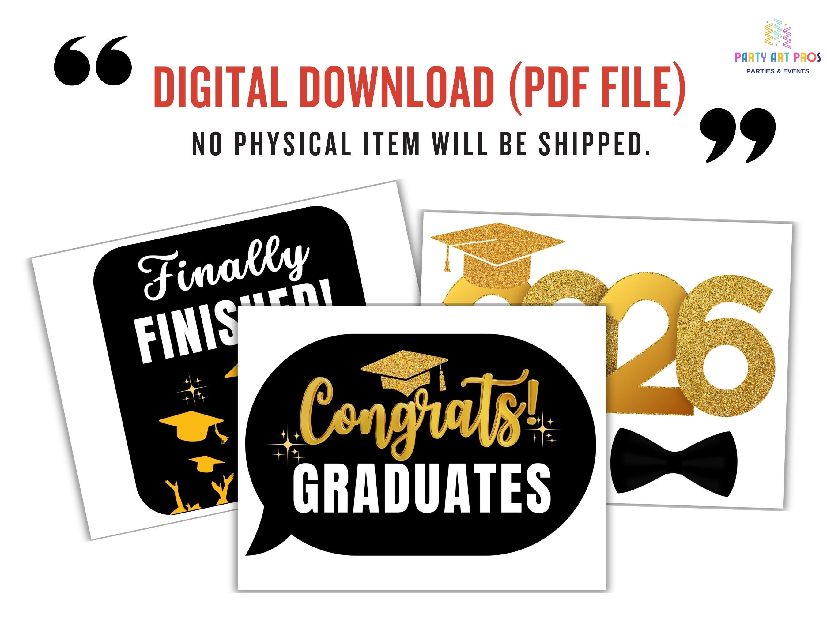 Graduation Photo Booth Props: Class of 2026 Black & Gold Party ...
