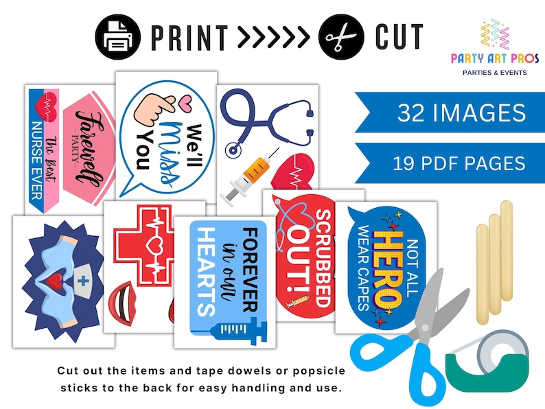 Nurse Farewell Party Photo Booth Props: Printable RN Goodbye Decor (PDF ...