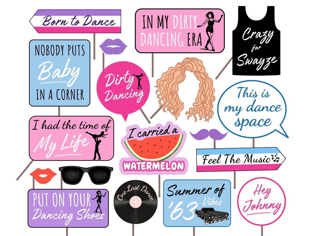 Dancing Party Props Printable, 80s Dance Movie Party Props, Summer of ...