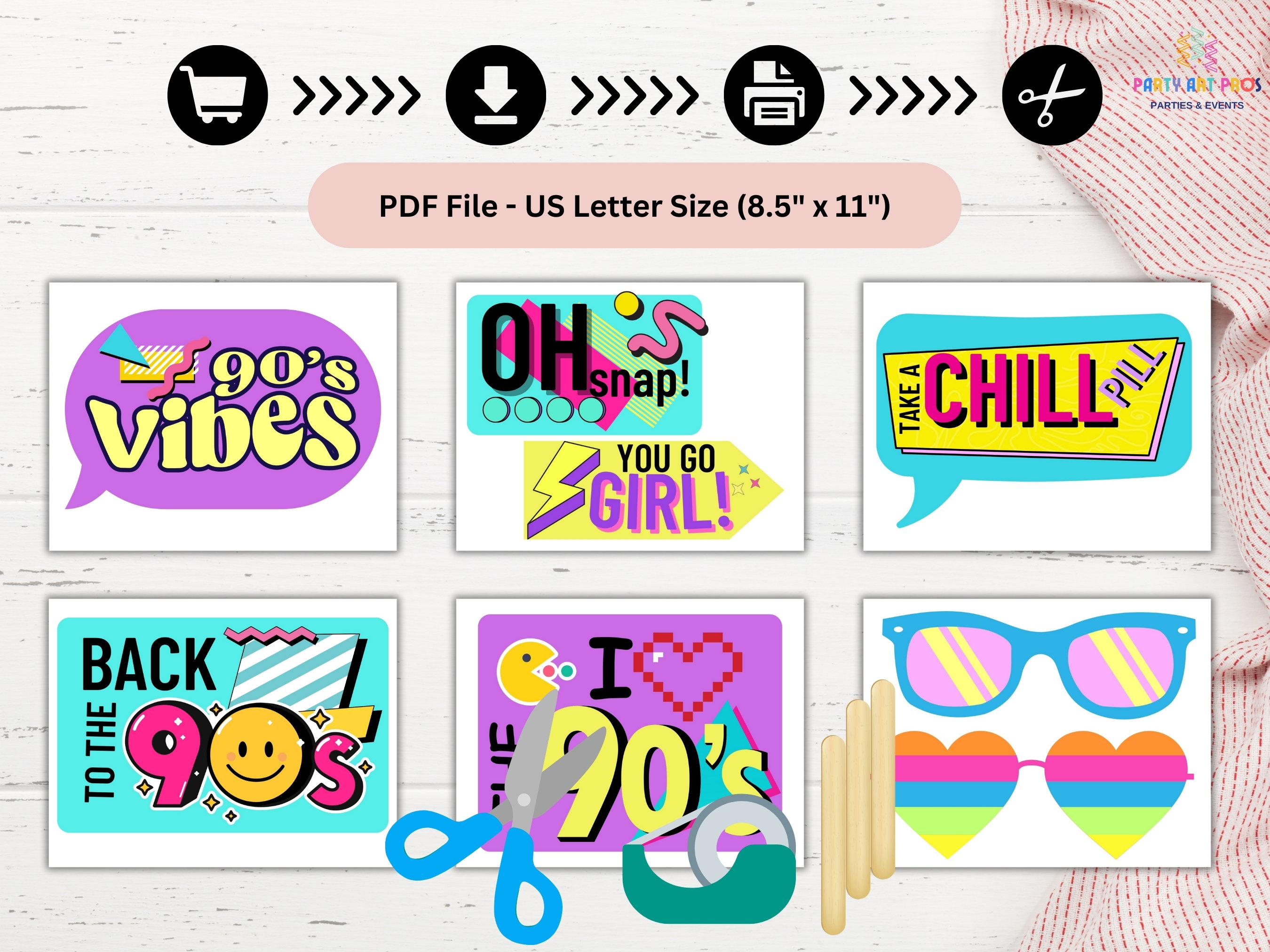 90s Party Photo Booth Props, 90s Photo Booth Props, 90s Party Props ...