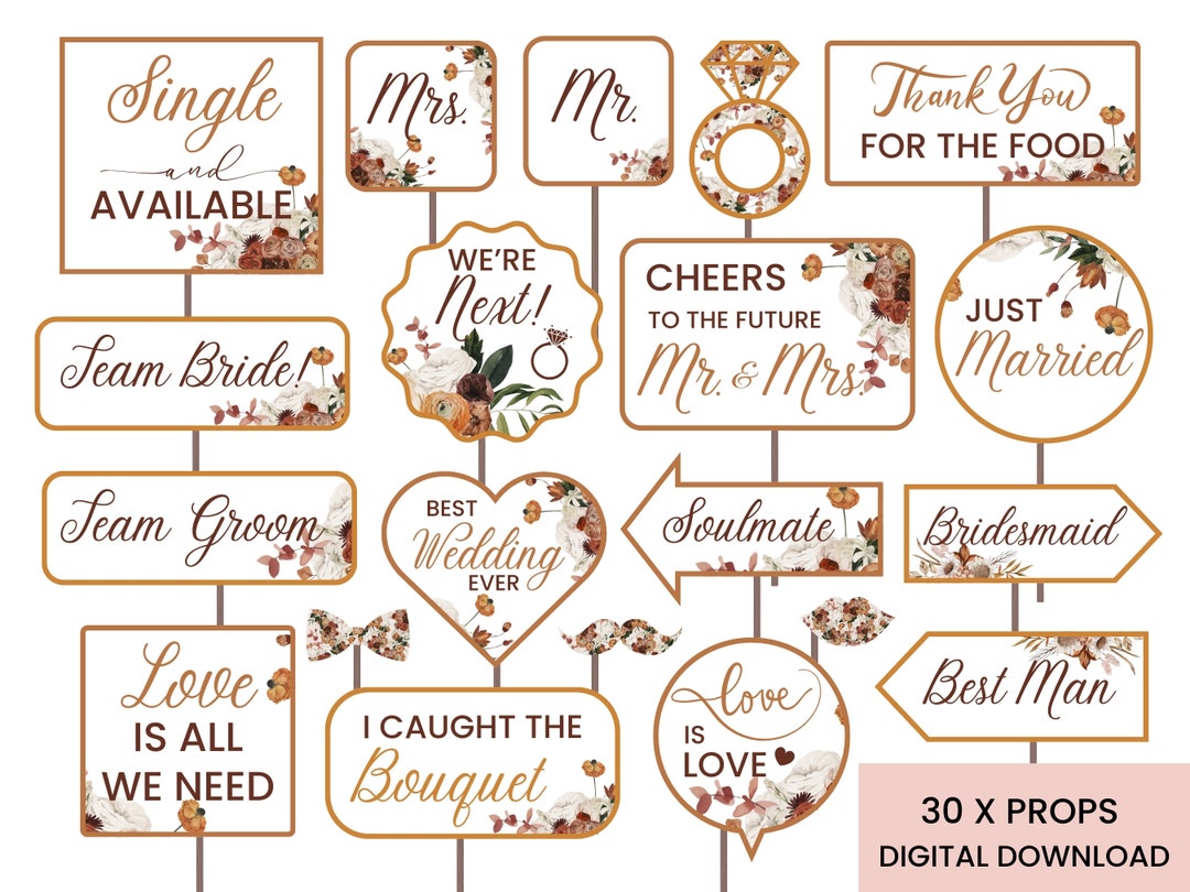 Boho Wedding Props Printable, Fall Wedding Party Props, Wedding Props ...