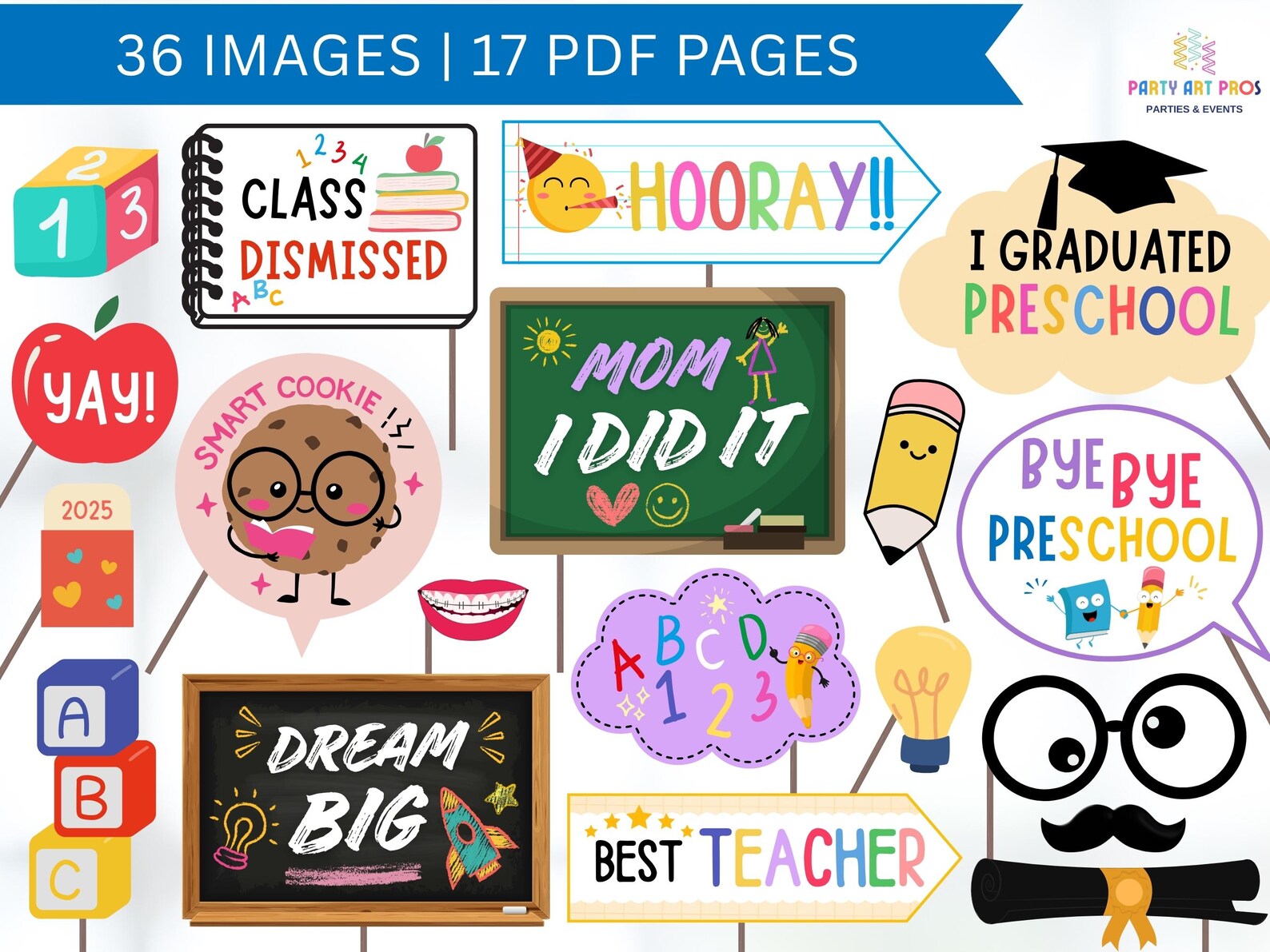 Preschool Graduation Photo Props Printable, Last Day of School Selfie ...