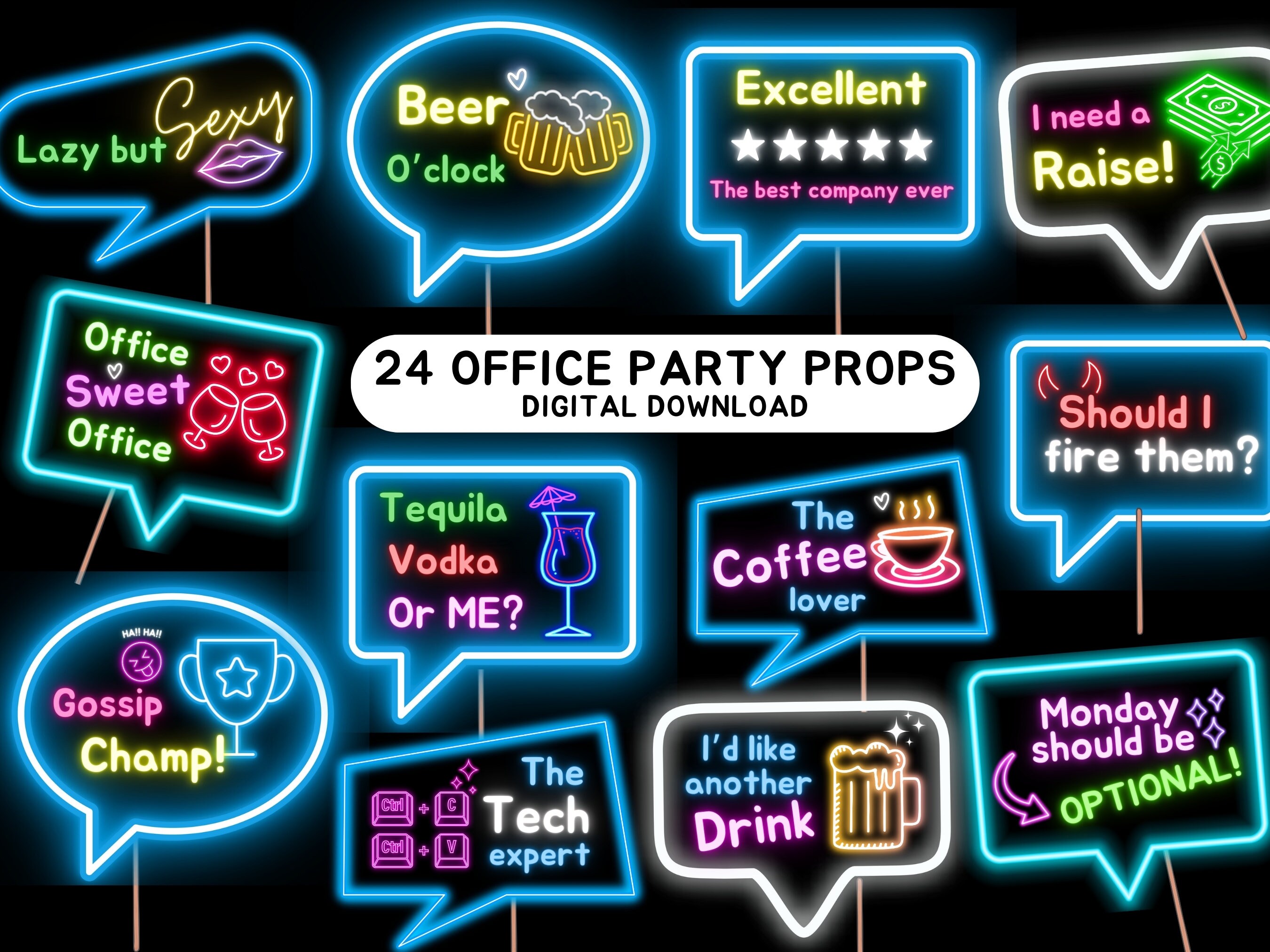 Office Party Props, Office Party Photobooth Props, Work Party ...