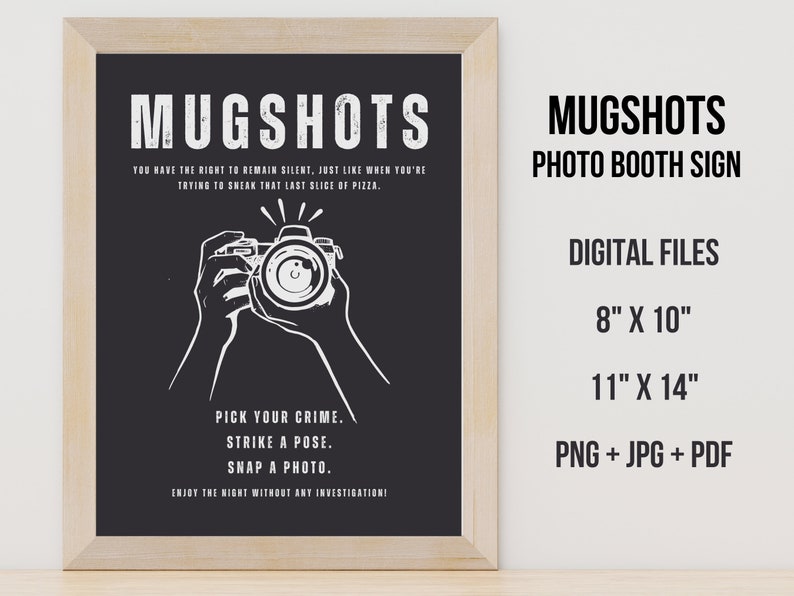 Mugshots Photo Booth Sign: Party Theme Decor (instant Download) - Etsy