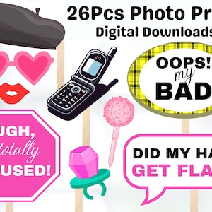 90s Clueless Party Props Printable, Clueless Inspired Photobooth Props ...