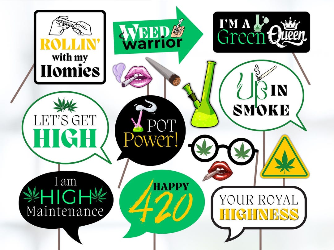 420 Party Props Printable, Fun Adult Party Photobooth Props, Stoner ...