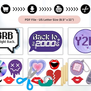 2000s Party Props Printable, Y2K Party Photo Props, Y2K 2000s Party ...