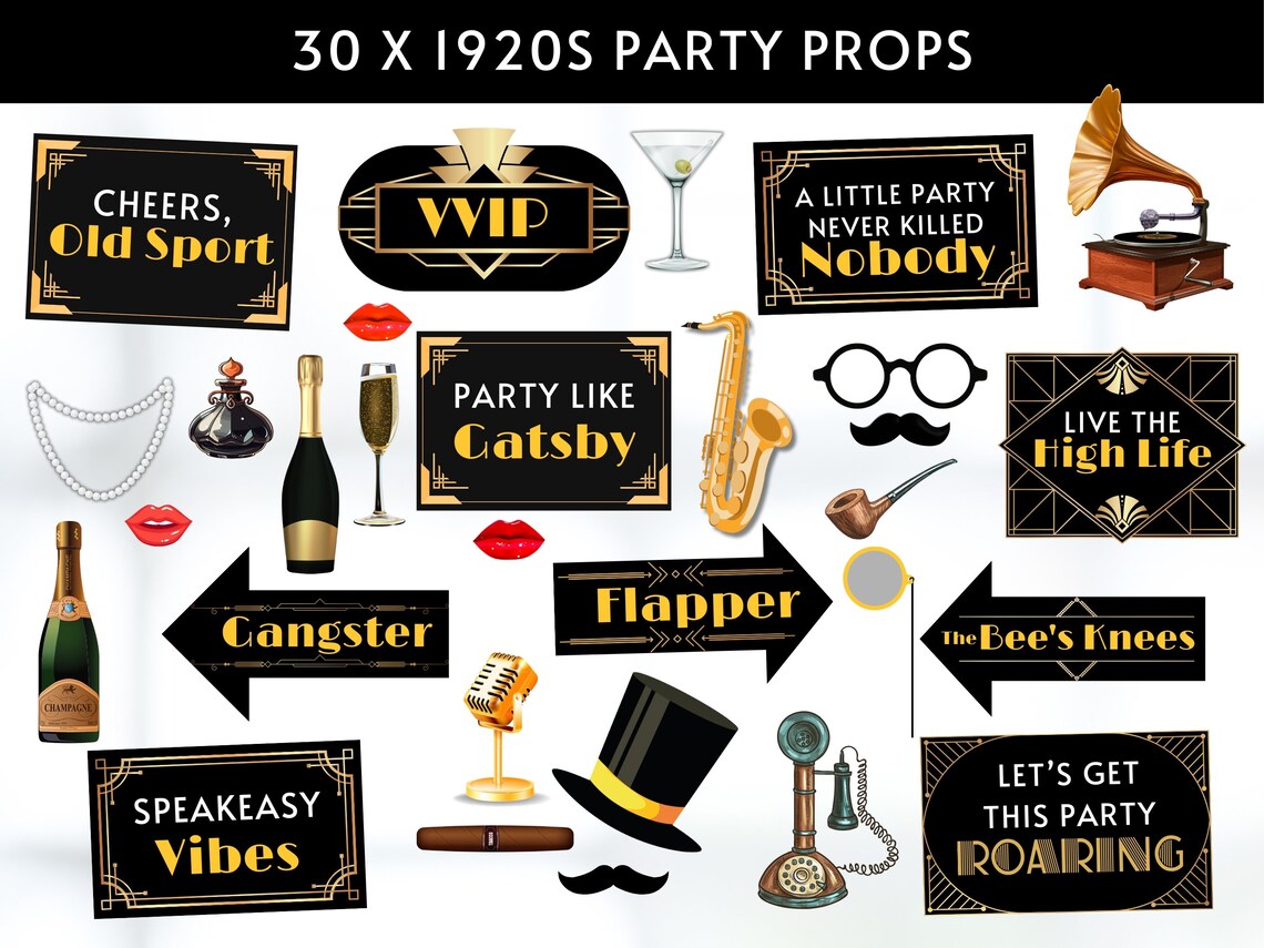 Roaring 20s Photo Booth Props: Art Deco Party (digital Download) - Etsy