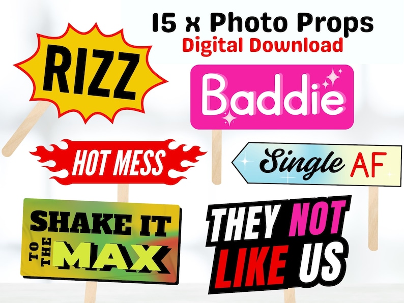 Photo Booth Props: Trending Party Signs (digital Download) - Etsy