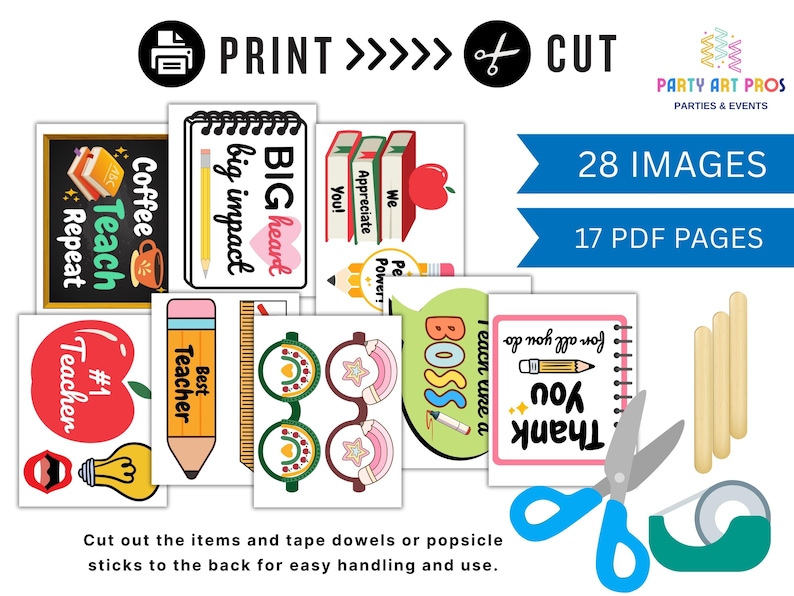 Teacher Appreciation Photo Booth Props: Printable Party Decorations ...