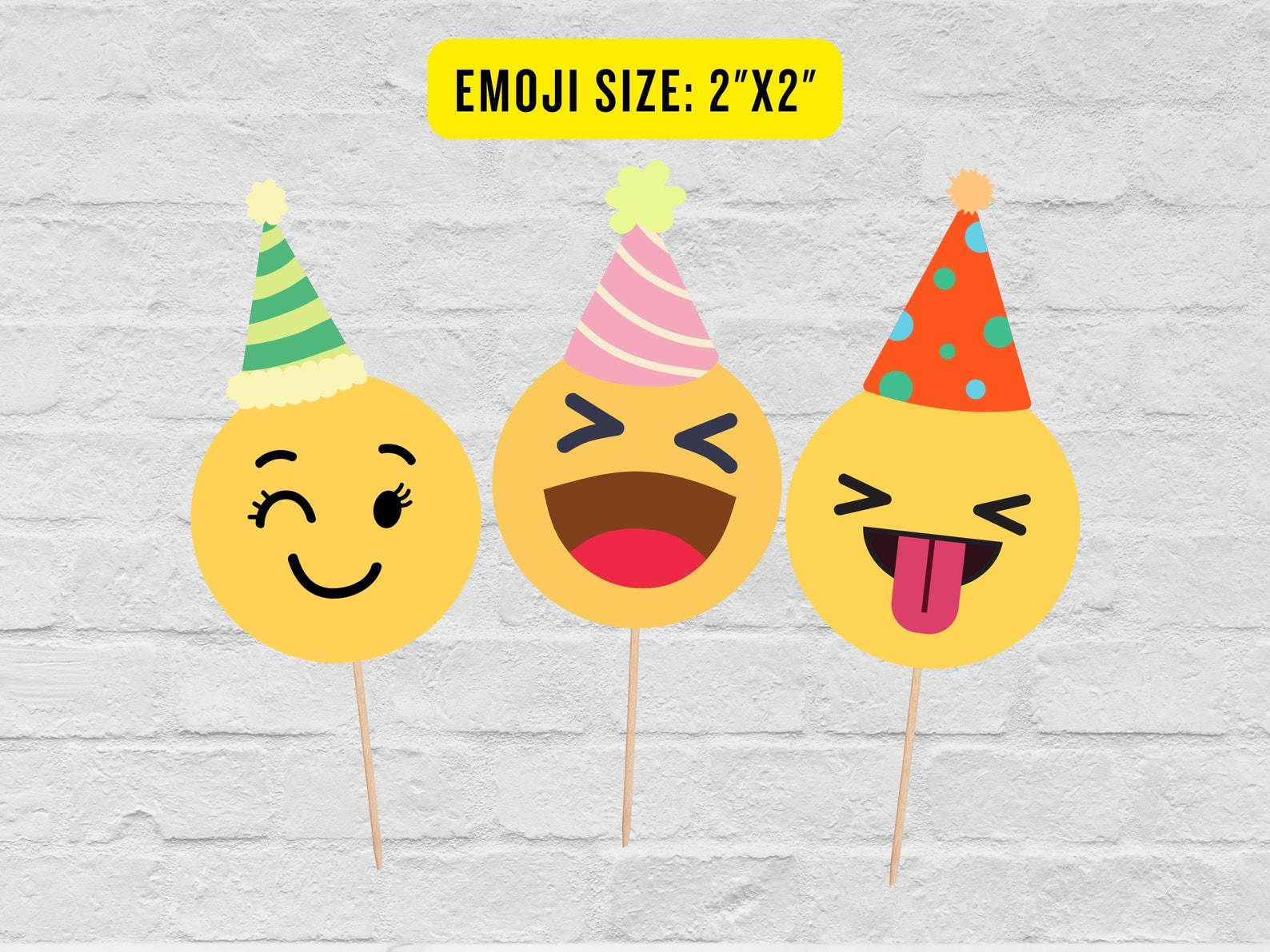Emoji Cupcake Toppers: Happy Face Party Decorations (digital Download ...