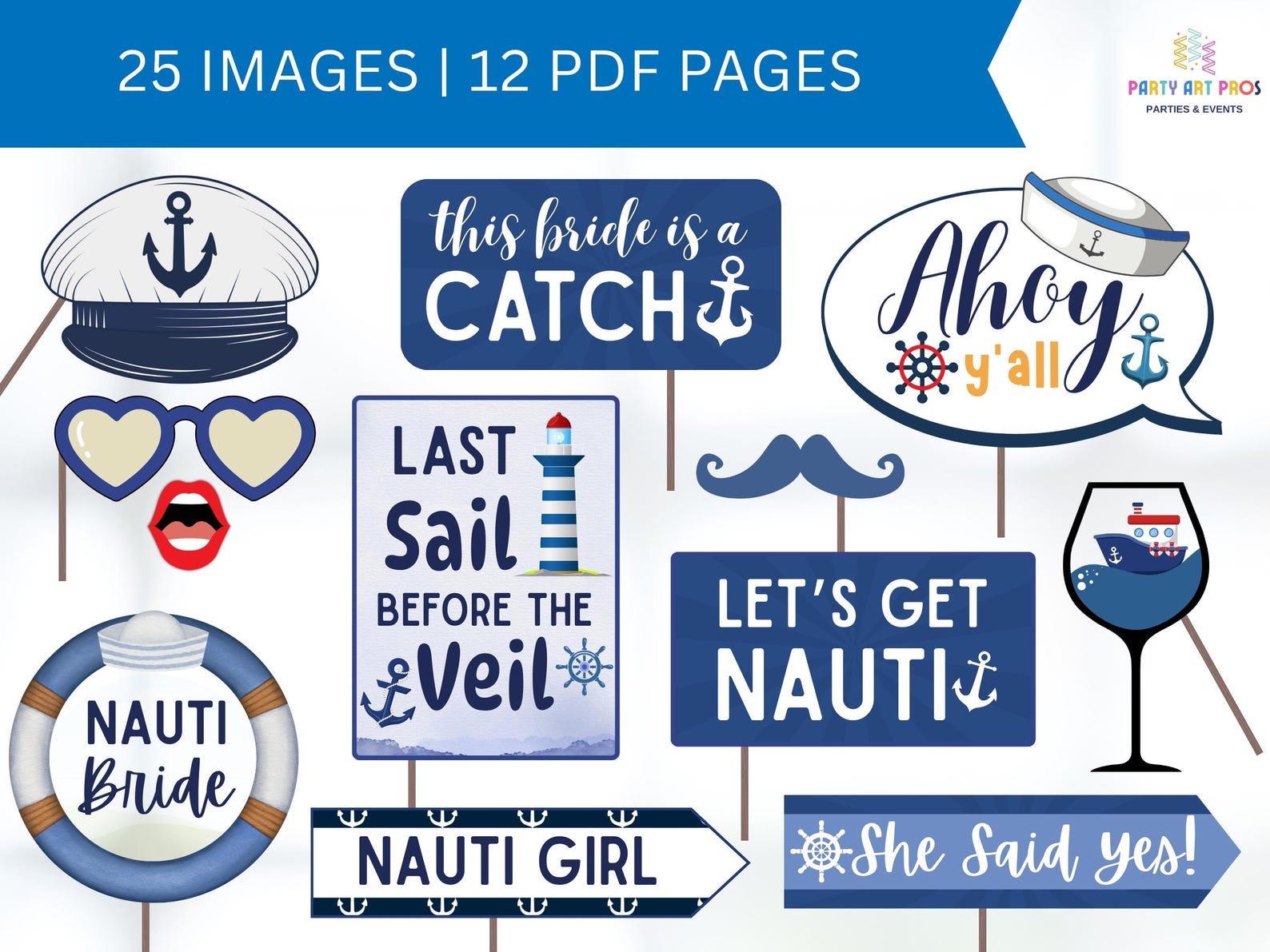 Nautical Bachelorette Party Photo Booth Props: Last Sail Before the ...