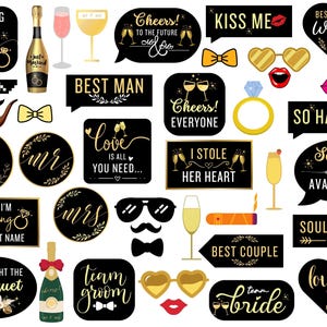 Elegant Wedding Photobooth Props Printable, Wedding Party Props ...