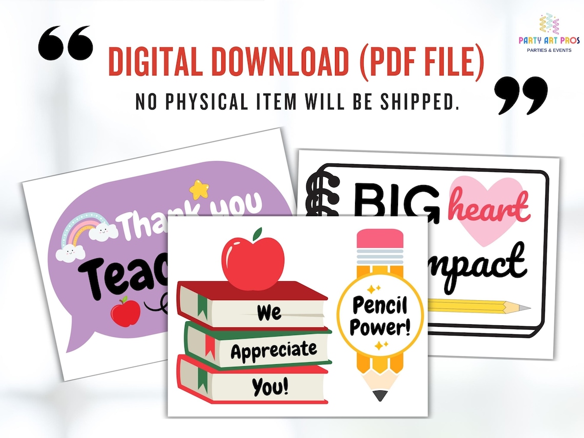 Teacher Appreciation Photo Booth Props: Printable Party Decorations ...