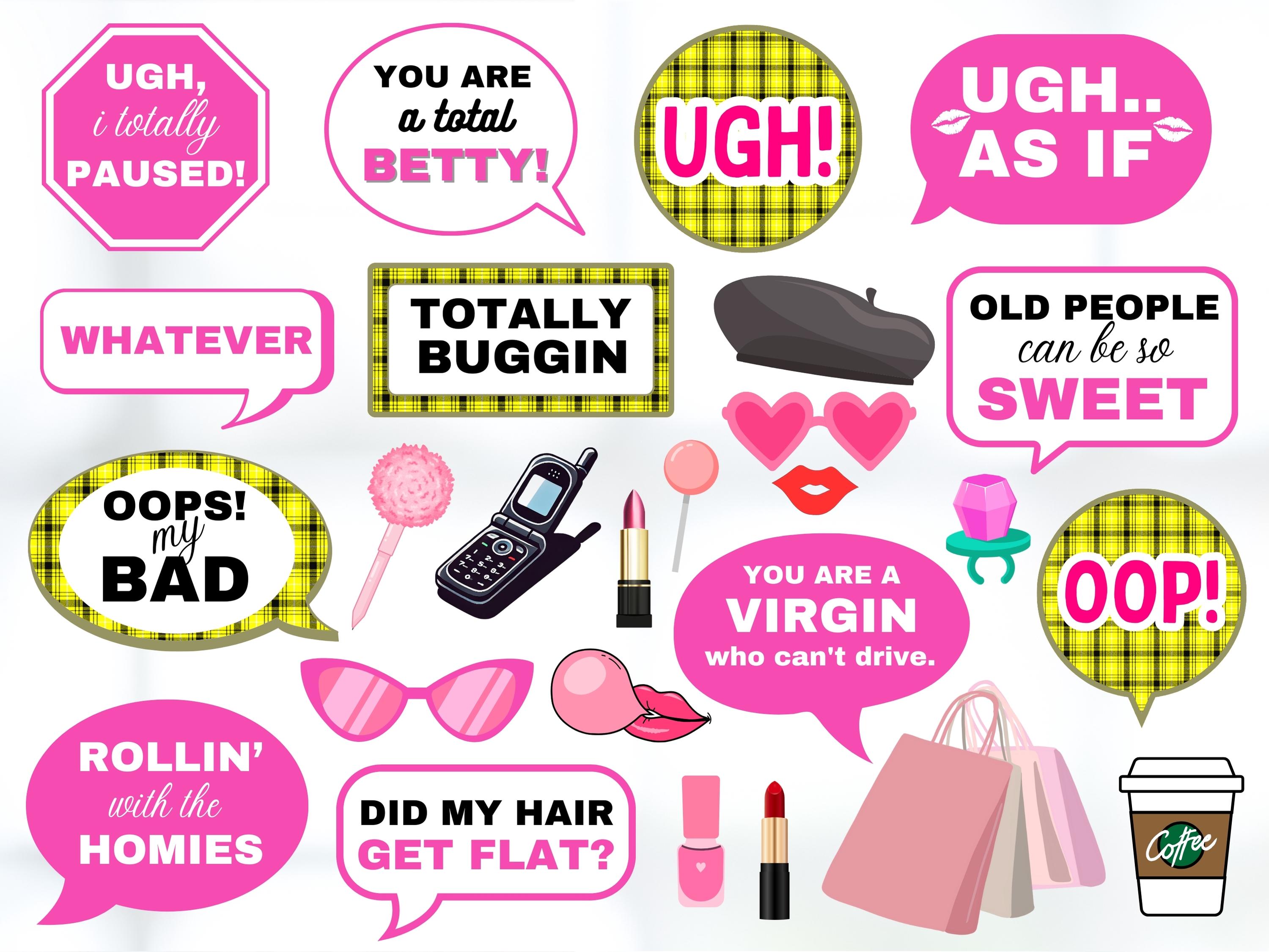 90s Clueless Party Props Printable, Clueless Inspired Photobooth Props ...