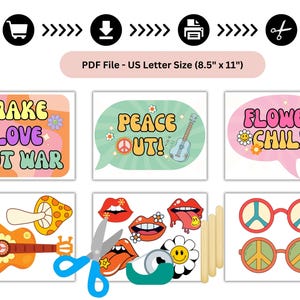 Groovy 60s Party Props Printable, 60's Hippie Theme Party, 60s Party ...