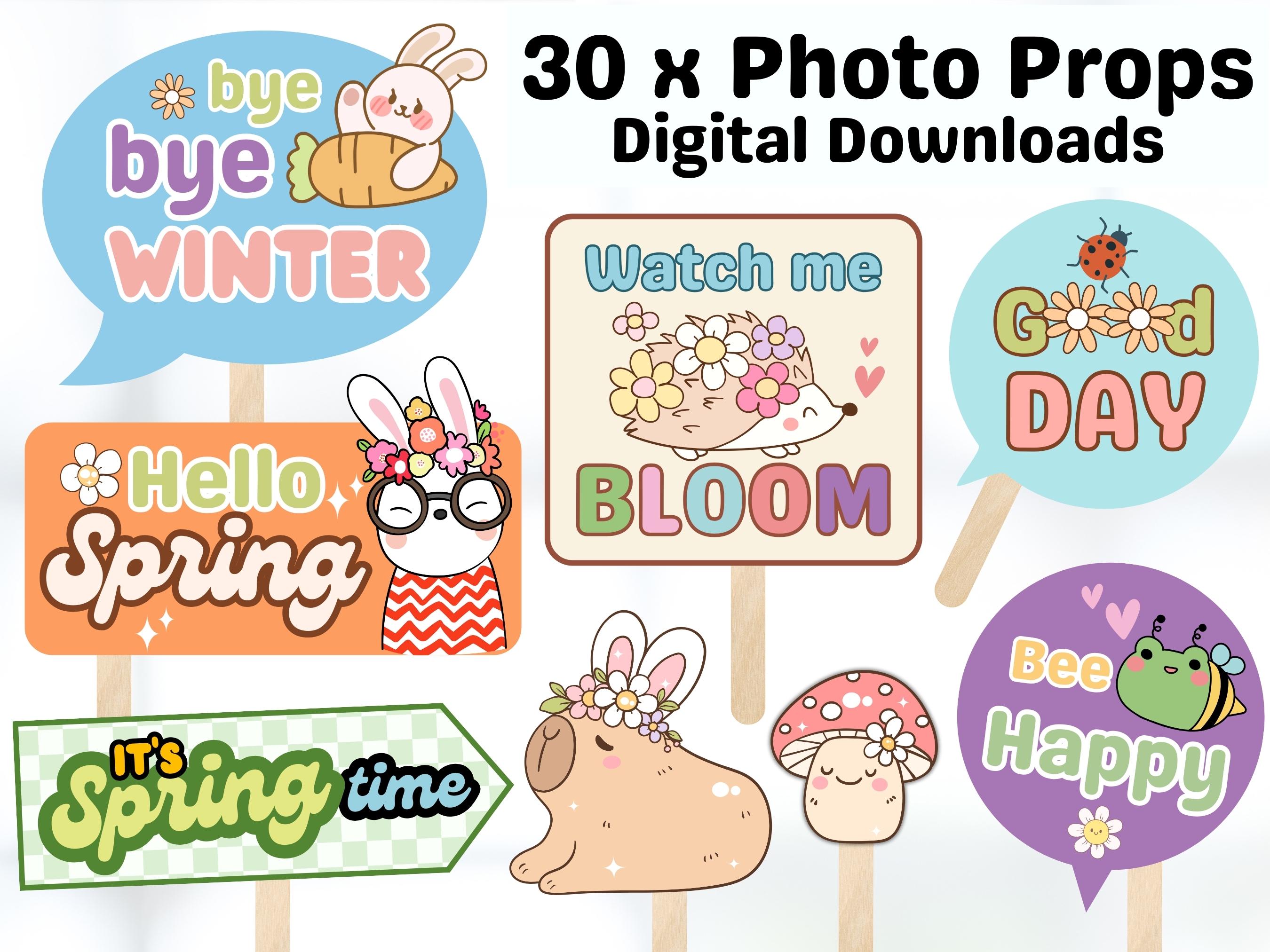 Spring Photo Booth Props: Easter Party Decorations (digital Download ...
