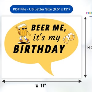 Birthday Beer Party Props Printable, Beer Birthday Photo Booth Props ...