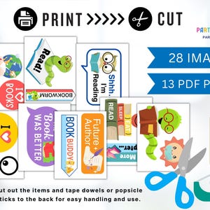Book Fair Photo Booth Props: Reading Party Decorations (digital ...