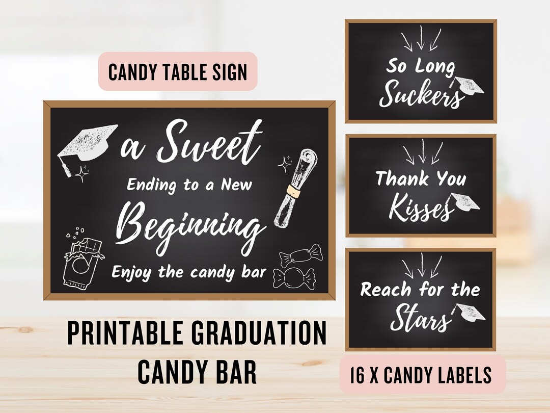 Graduation Candy Table Sign, Graduation Candy Label, Graduation Candy ...