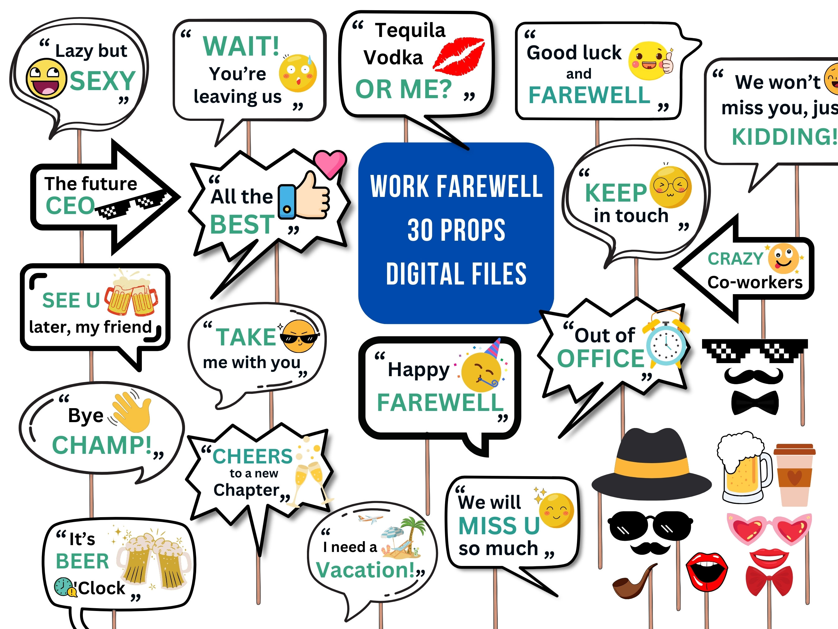 Farewell Photo Booth Props, Farewell Party Props, Office Photobooth ...