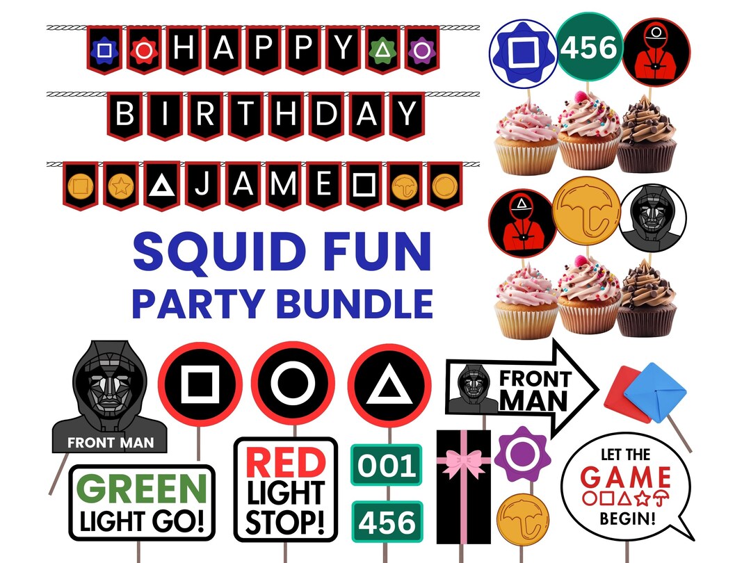 Squid Fun Party Bundle Printable, Squid Birthday Party Props, Squid ...