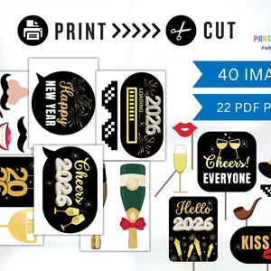 New Years Photo Booth Props Printable, New Years Party Props, New Years ...