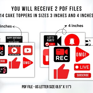 Social Media Birthday Cake Toppers: Video Star Party (digital Download ...