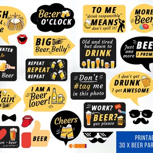 Fun Beer Lover Party Photo Booth Props, Beer Party Props, Cheers and ...